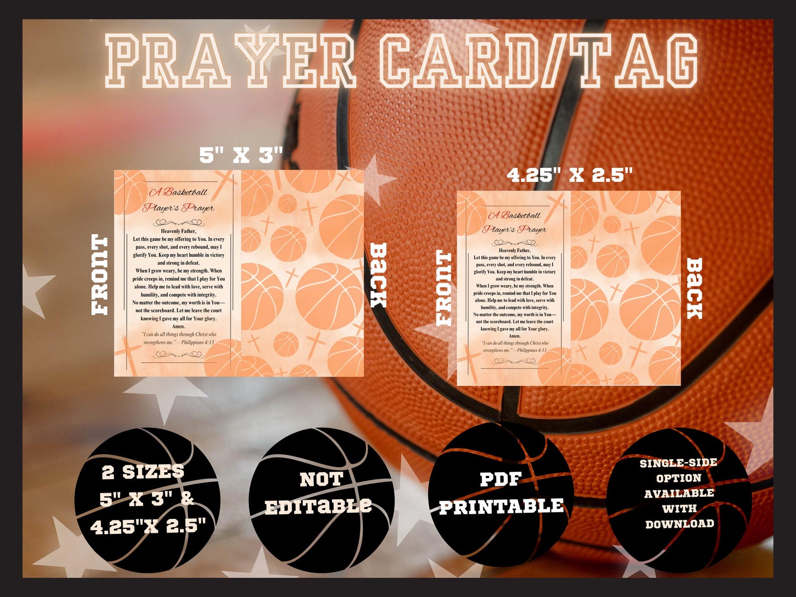 Game Day Faith: Basketball Prayer Card for Athletes | Printable 8.5x11 ...
