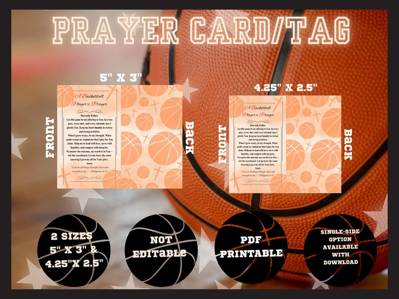 Game Day Faith: Basketball Prayer Card for Athletes | Printable 8.5x11 ...