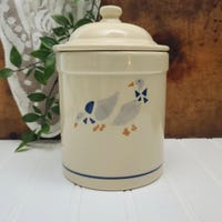 Vintage Crock Bunny Rabbit Pottery: Signed Farmhouse Utensil Holder - Etsy