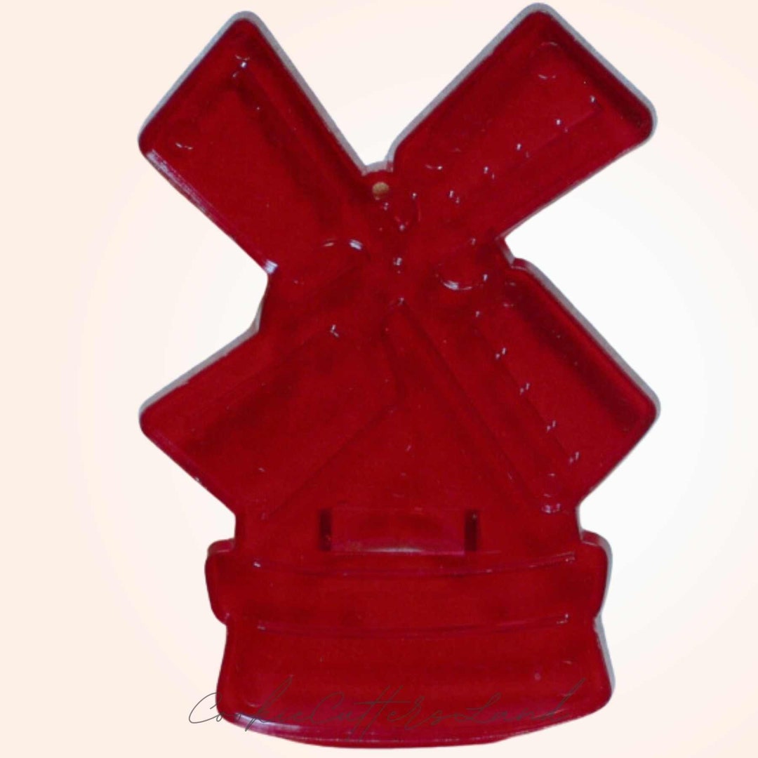 Vintage Style Windmill Cookie Cutter: Dutch Speculaas, Red Plastic (3x4 ...