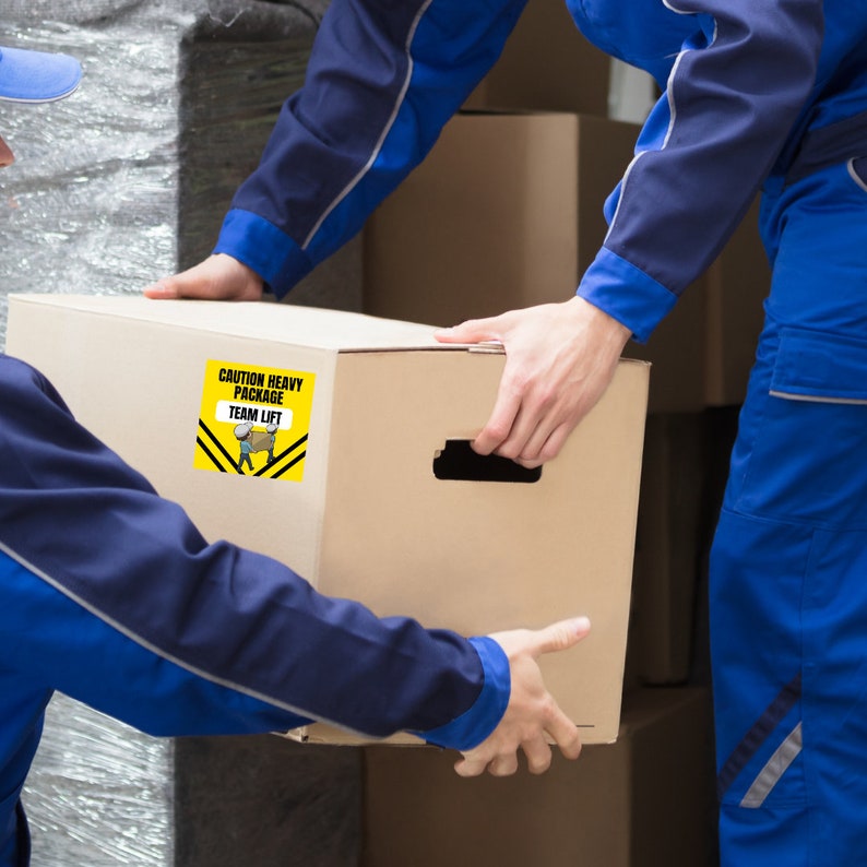 100 Labels "team LIFT Caution Heavy Package" Warning Shipping Package ...