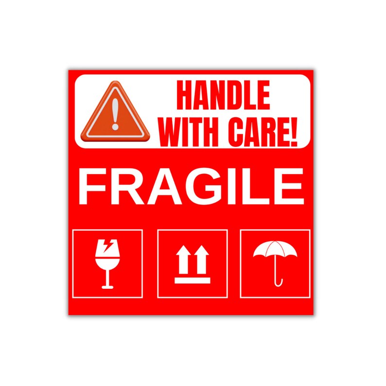 100 Labels "fragile HANDLE With Care" Warning Shipping Package Adhesive ...