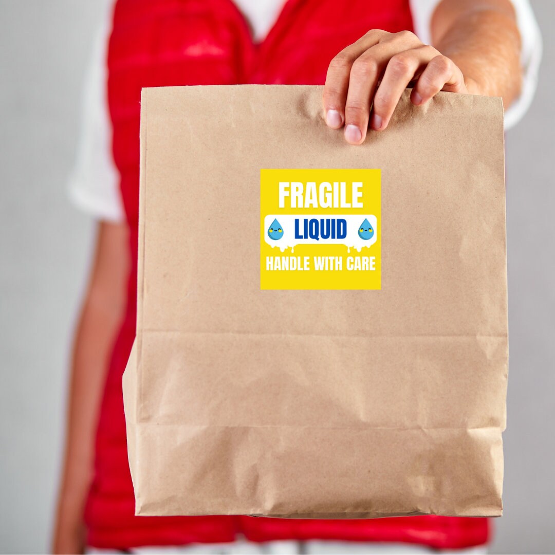 100 Labels fragile LIQUID Handle With Care Warning Shipping Package ...