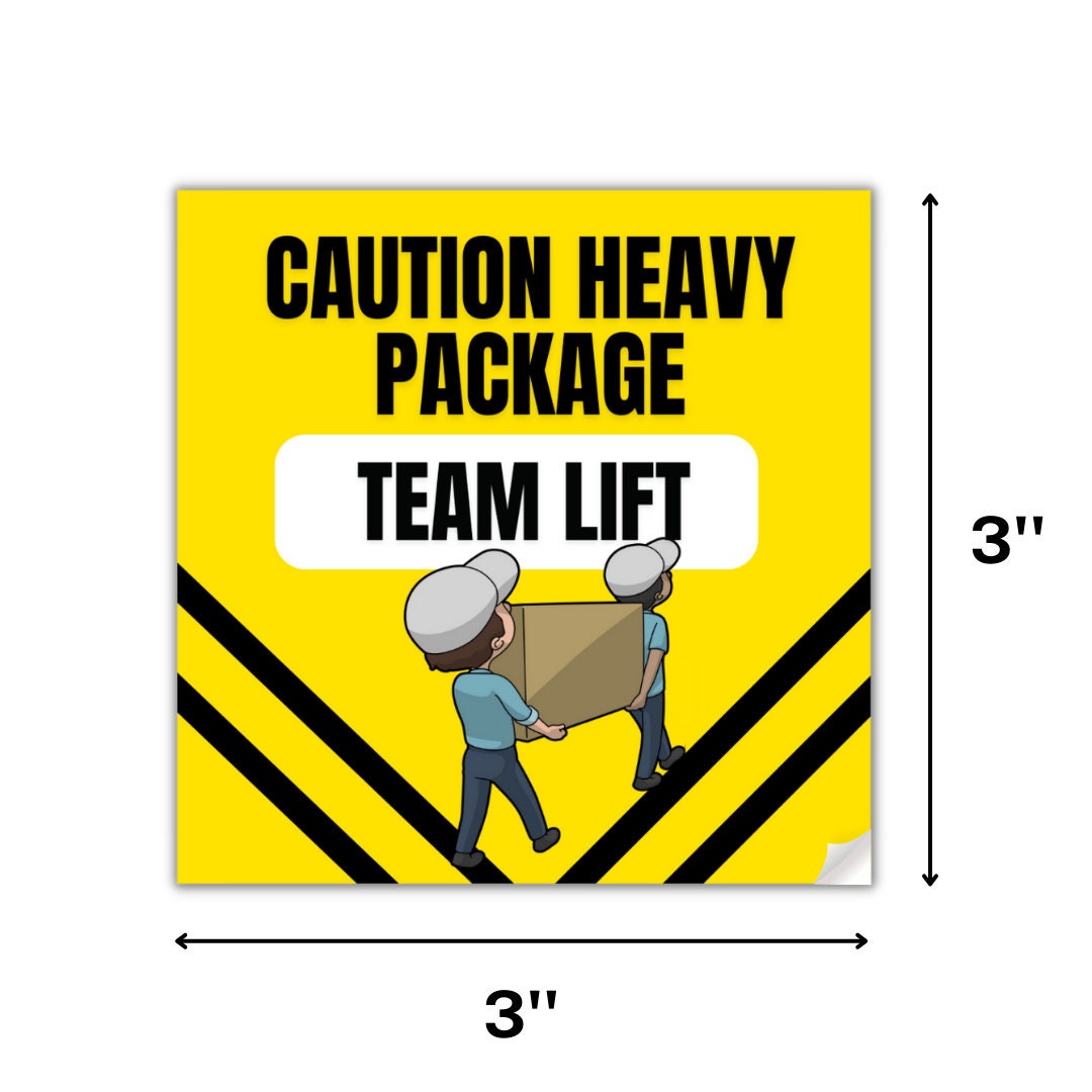 100 Labels "team LIFT Caution Heavy Package" Warning Shipping Package ...