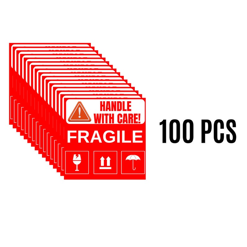 100 Labels "fragile HANDLE With Care" Warning Shipping Package Adhesive ...