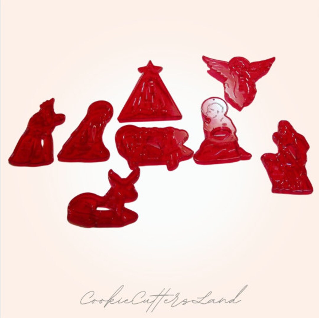 VINTAGE STYLE Set of 8 Nativity Creche Christmas Plastic Cookie Cutter ...