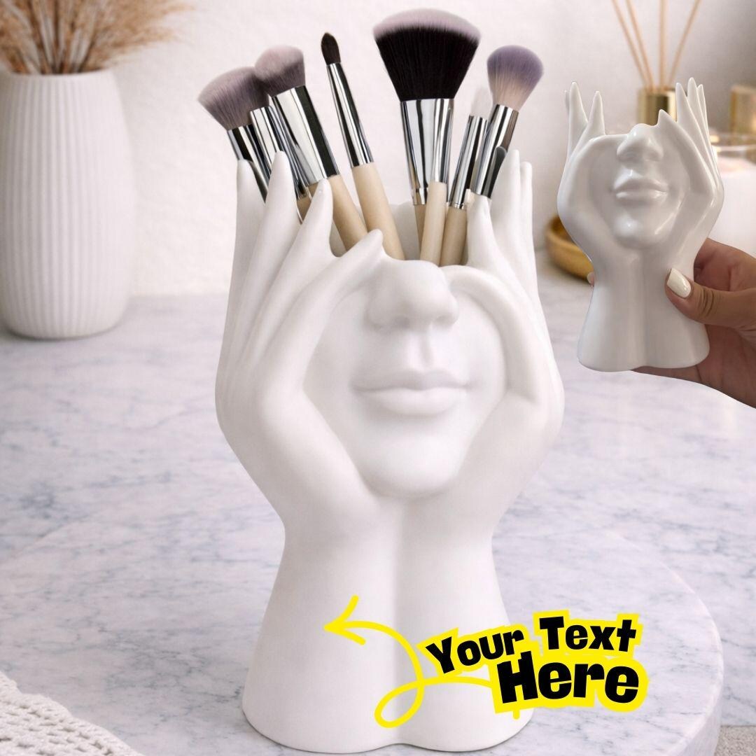 PERSONALIZED 7" Makeup Brush Holder Stand – Artistic Human Body Figure ...