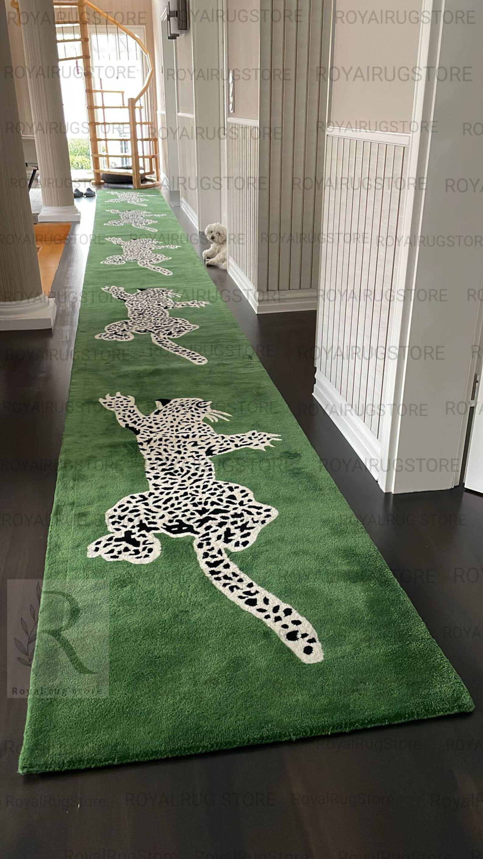 Hand Tufted Leopard Climbing Runner Rug 100% Woolen Area Rug Custom ...