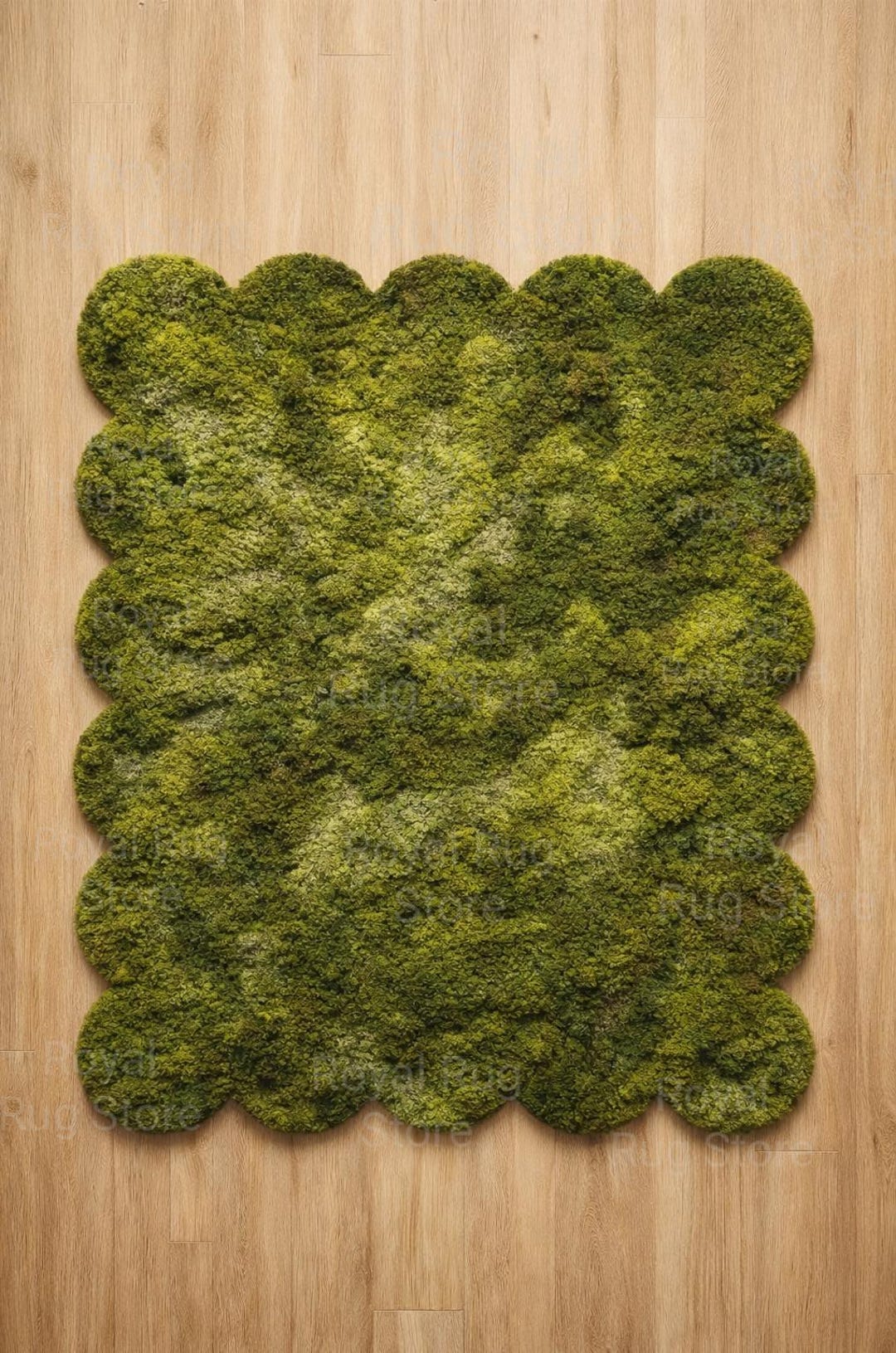 Scallop Moss Green Hand Tufted Rug Organic Textured Modern Accent ...