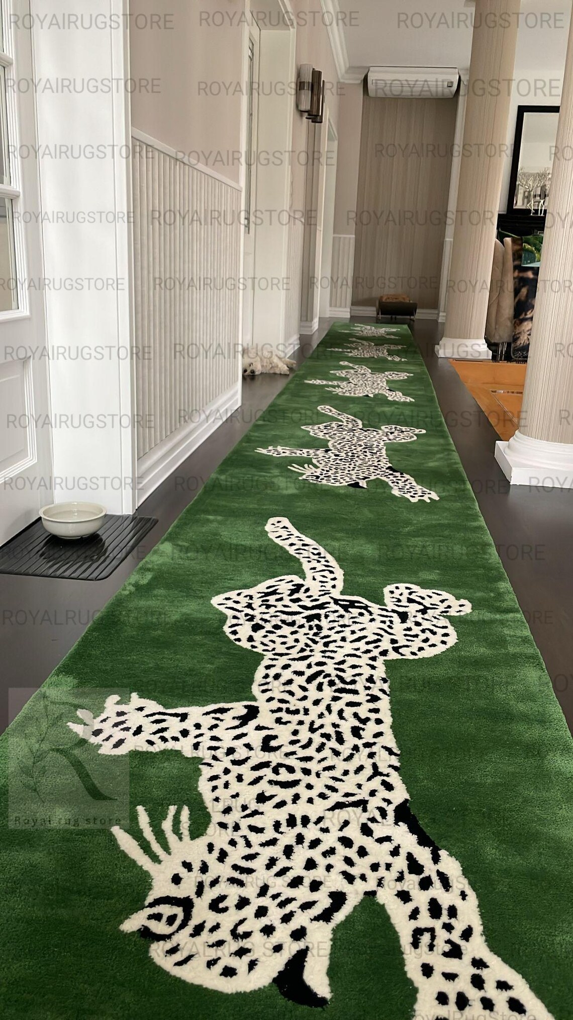 Hand Tufted Leopard Climbing Runner Rug 100% Woolen Area Rug Custom ...
