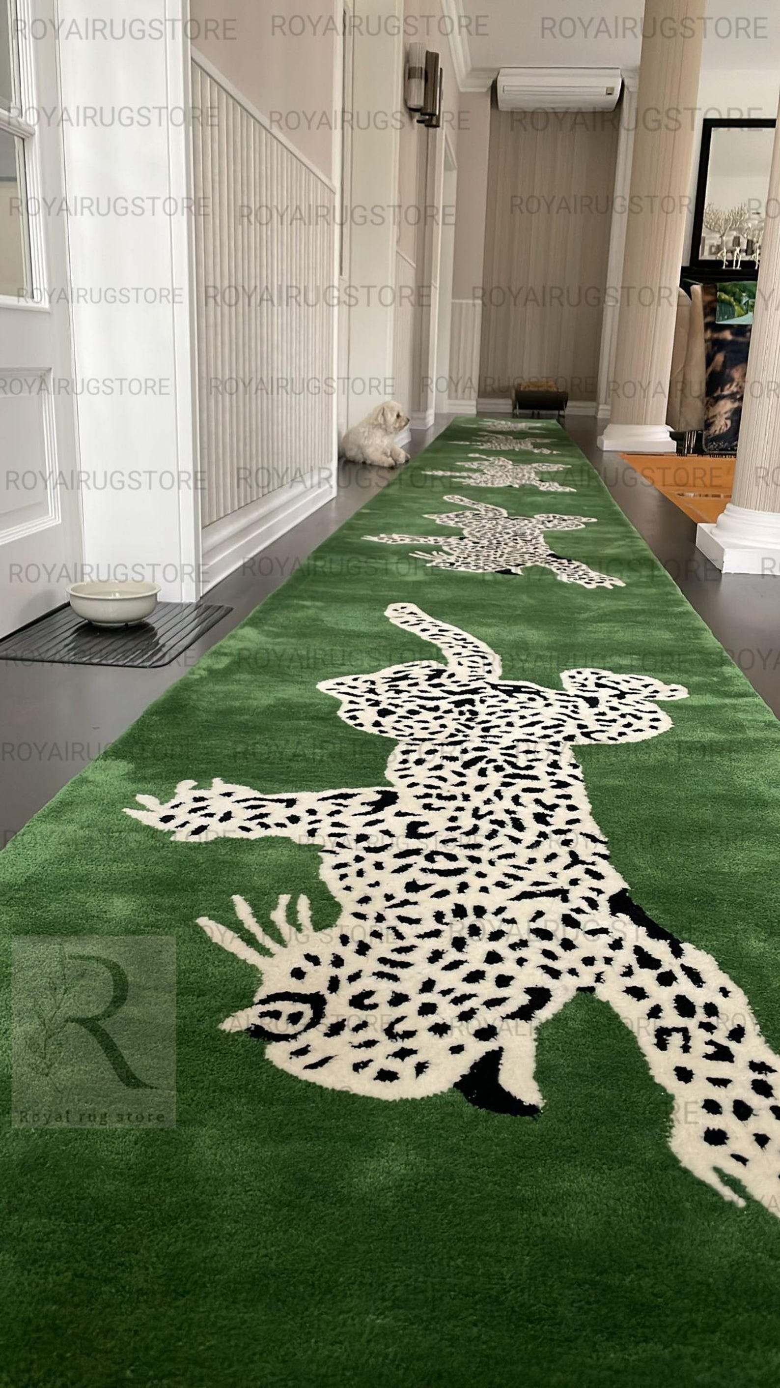 Hand Tufted Leopard Climbing Runner Rug 100% Woolen Area Rug Custom ...