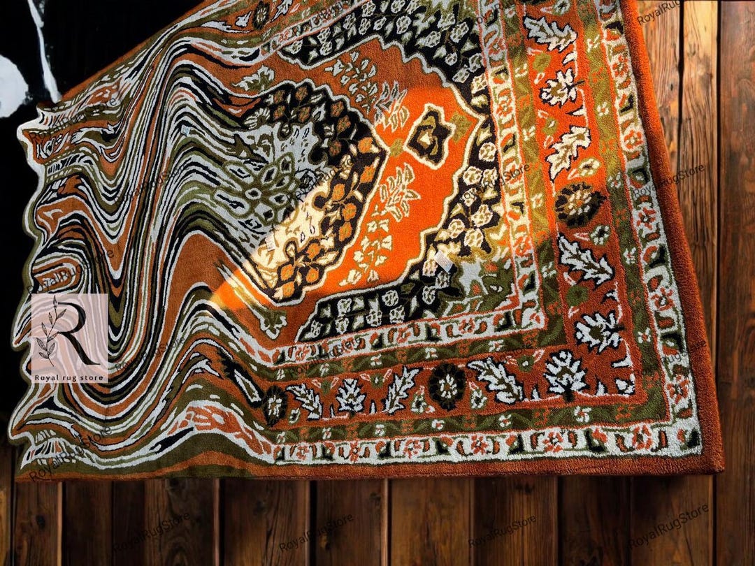 Melting Persian Hand Tufted Beige Rug Design Tufted 100% Wool Handmade ...