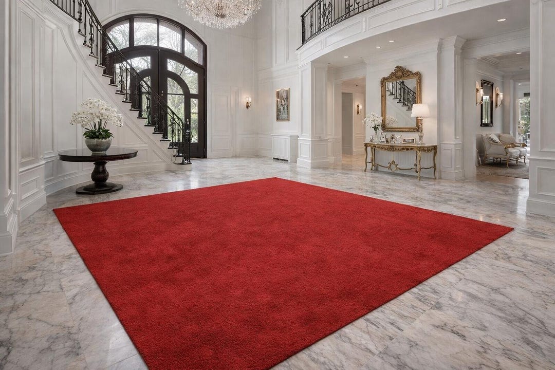 Luxury Solid Red Area Rug – Hand Tufted Modern Plush Carpet for Living ...