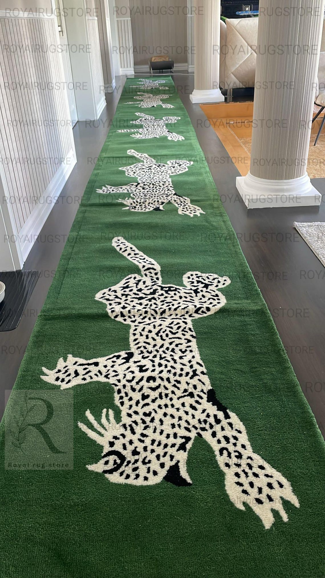 Hand Tufted Leopard Climbing Runner Rug 100% Woolen Area Rug Custom ...