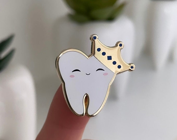 Simple Dental Crown Tooth Pin With or Without Face / Dentist / - Etsy