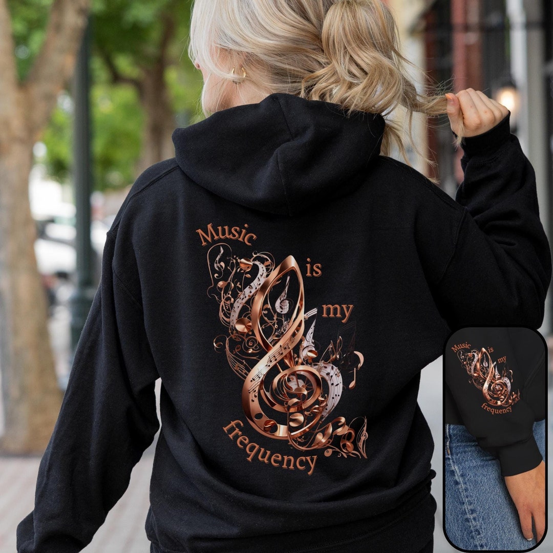 Trebble Clef Graphic Hoodie Musical Note Pullover Musician Hooded ...