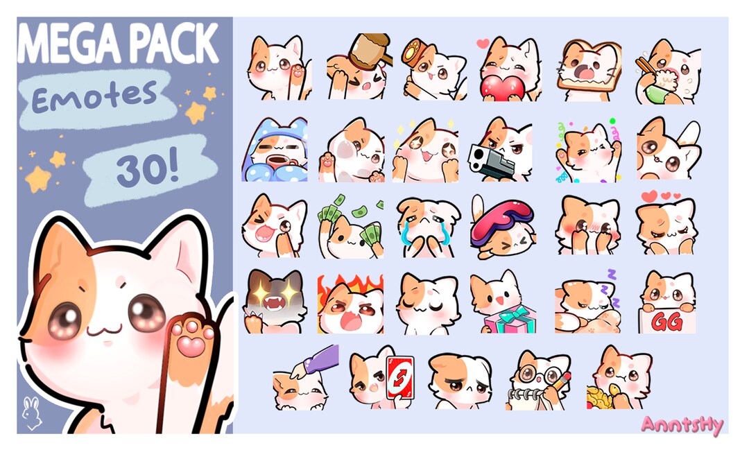 Twitch Emote / Cute NEKO Mega Pack Emotes 30 Emotes listos - Etsy España