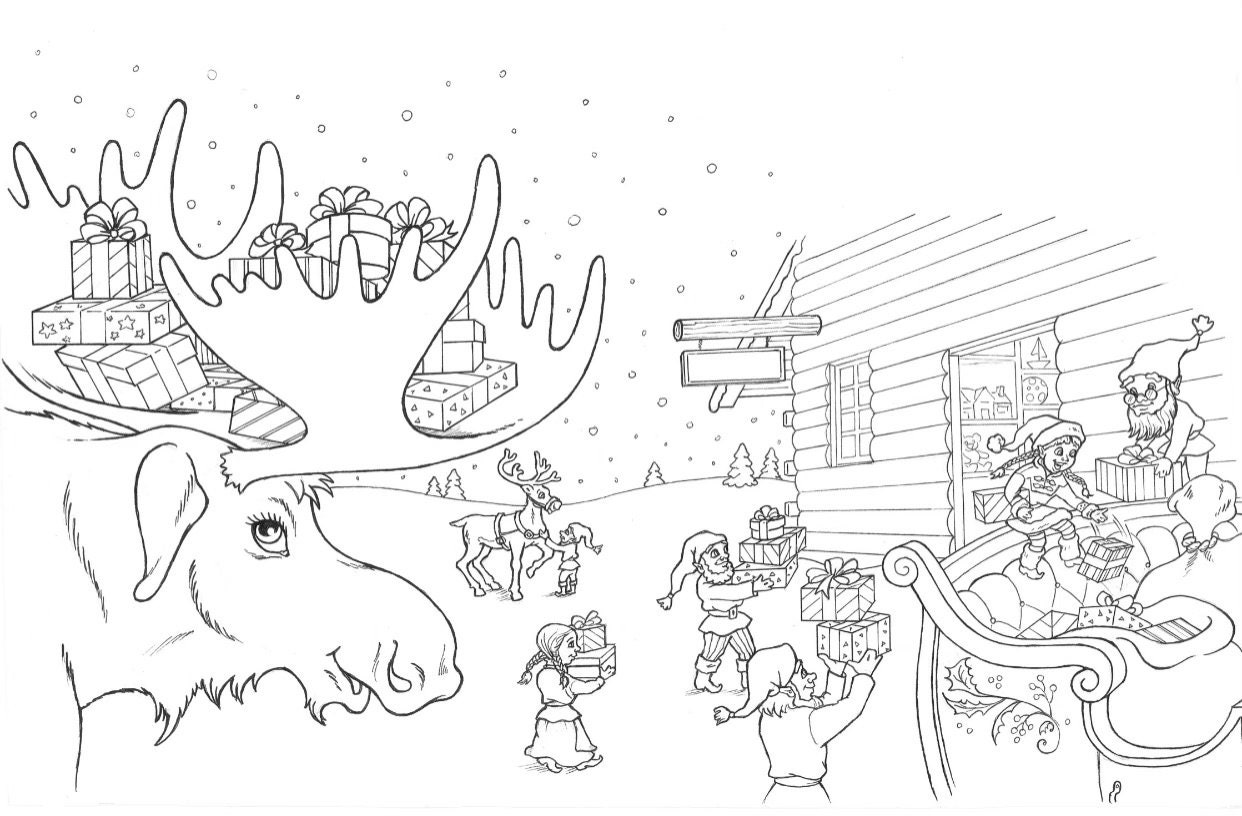Childrens Coloring Book - Holiday Coloring Book - Moose - Rasmoose the ...