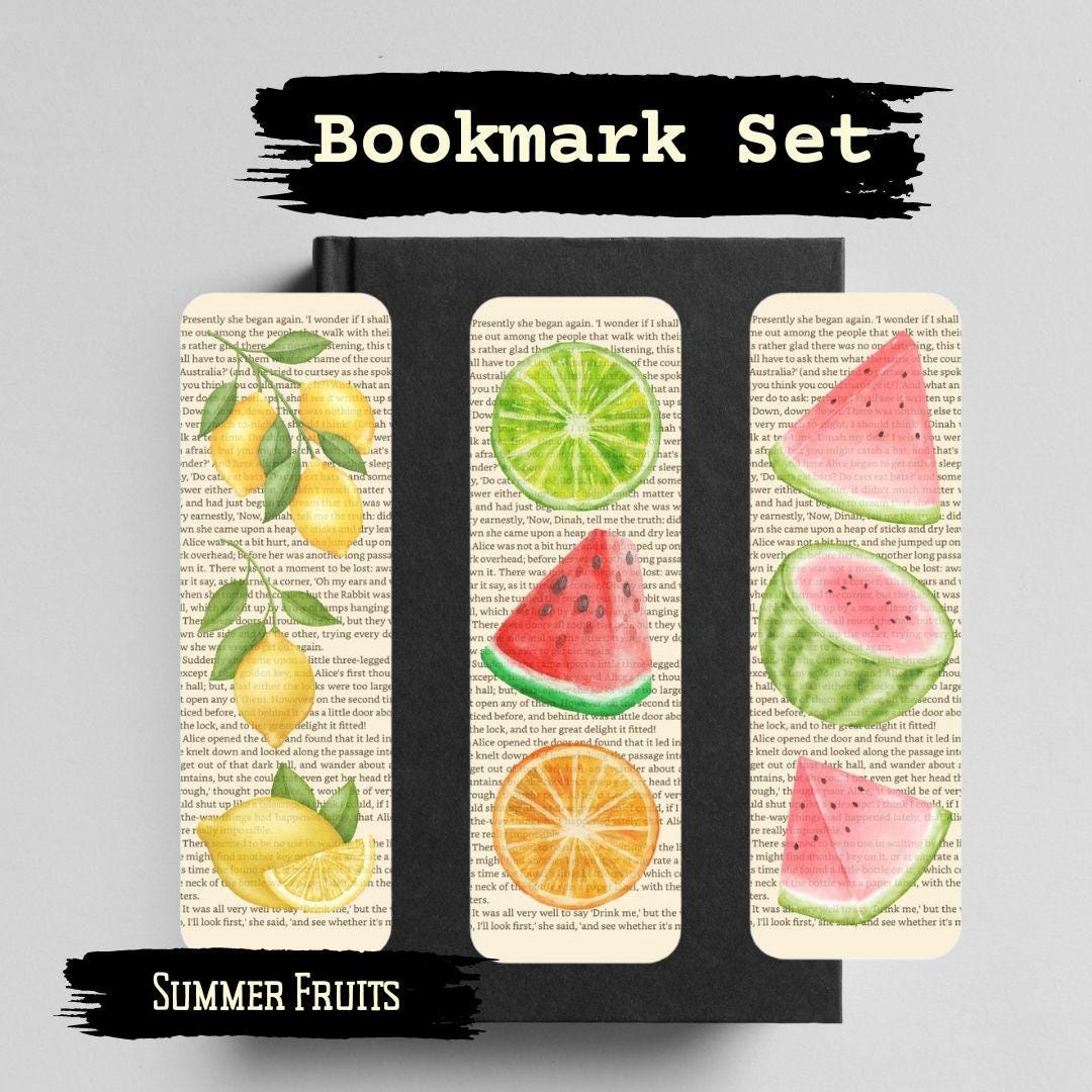 Summer Fruits Book Page Bookmarks, Summer Bookmarks, Bookish Gifts ...
