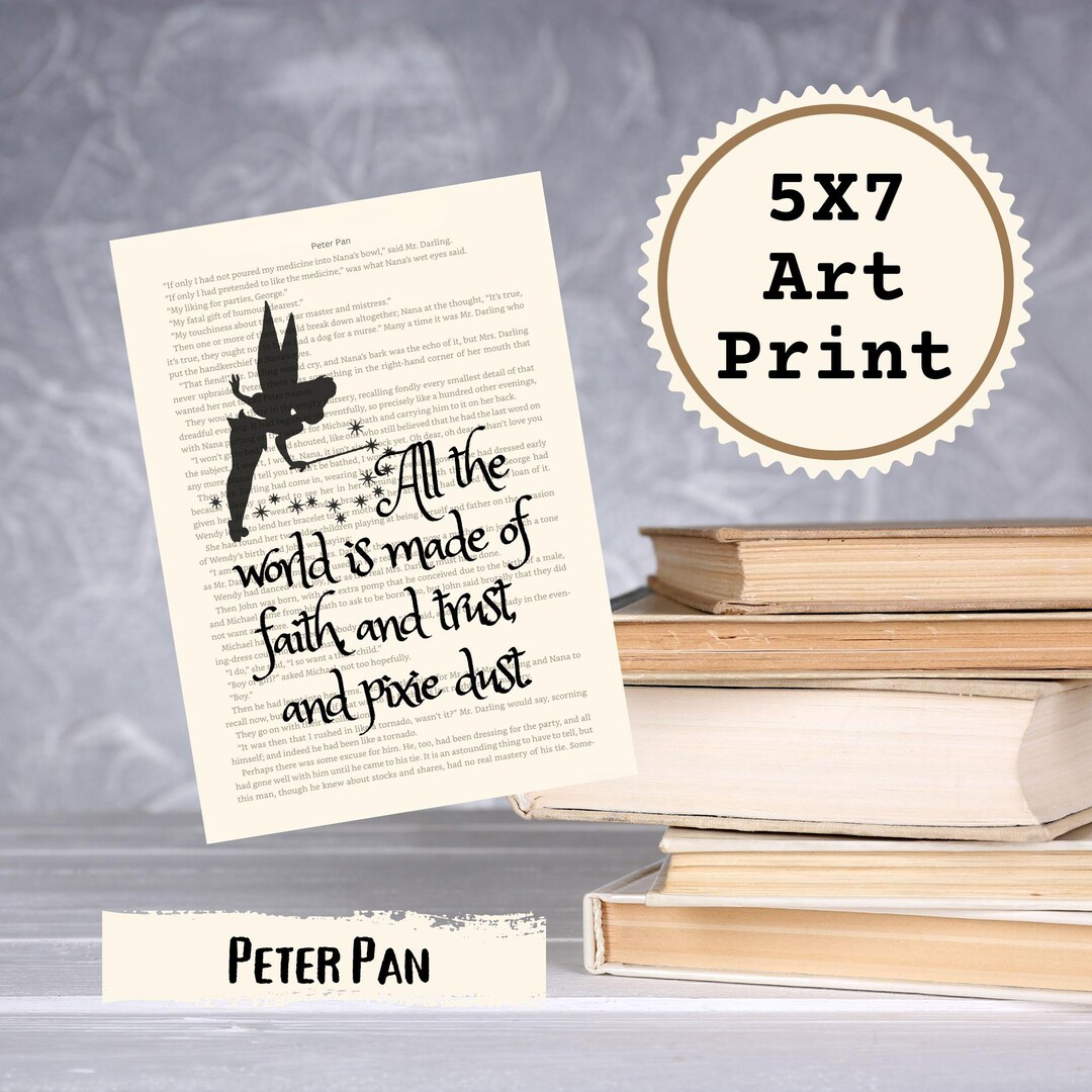 Peter Pan Book Page Art Print, Book Quote Art Print, Bookish Art Print ...