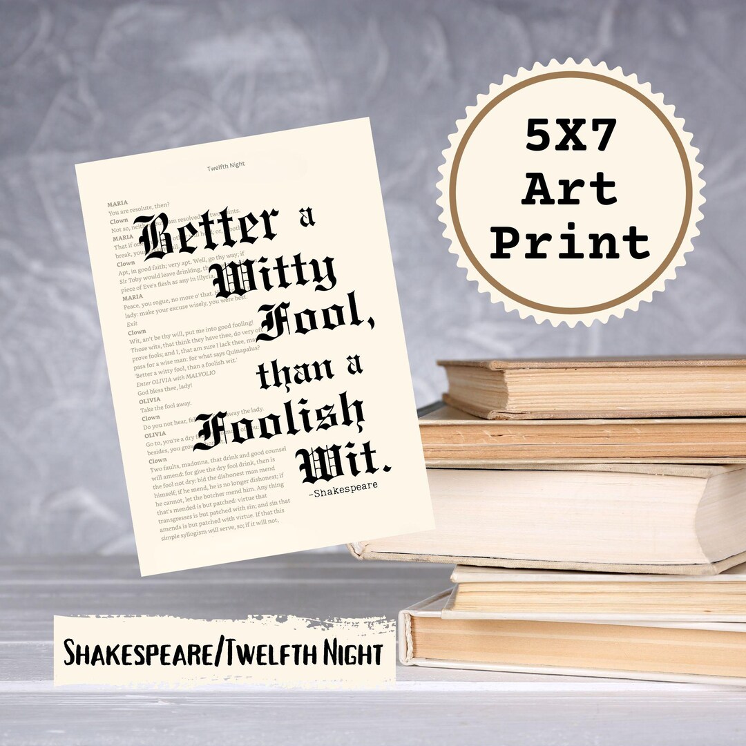 Shakespeare Quote Book Page Art Print Decor, Twelfth Night Art Print ...