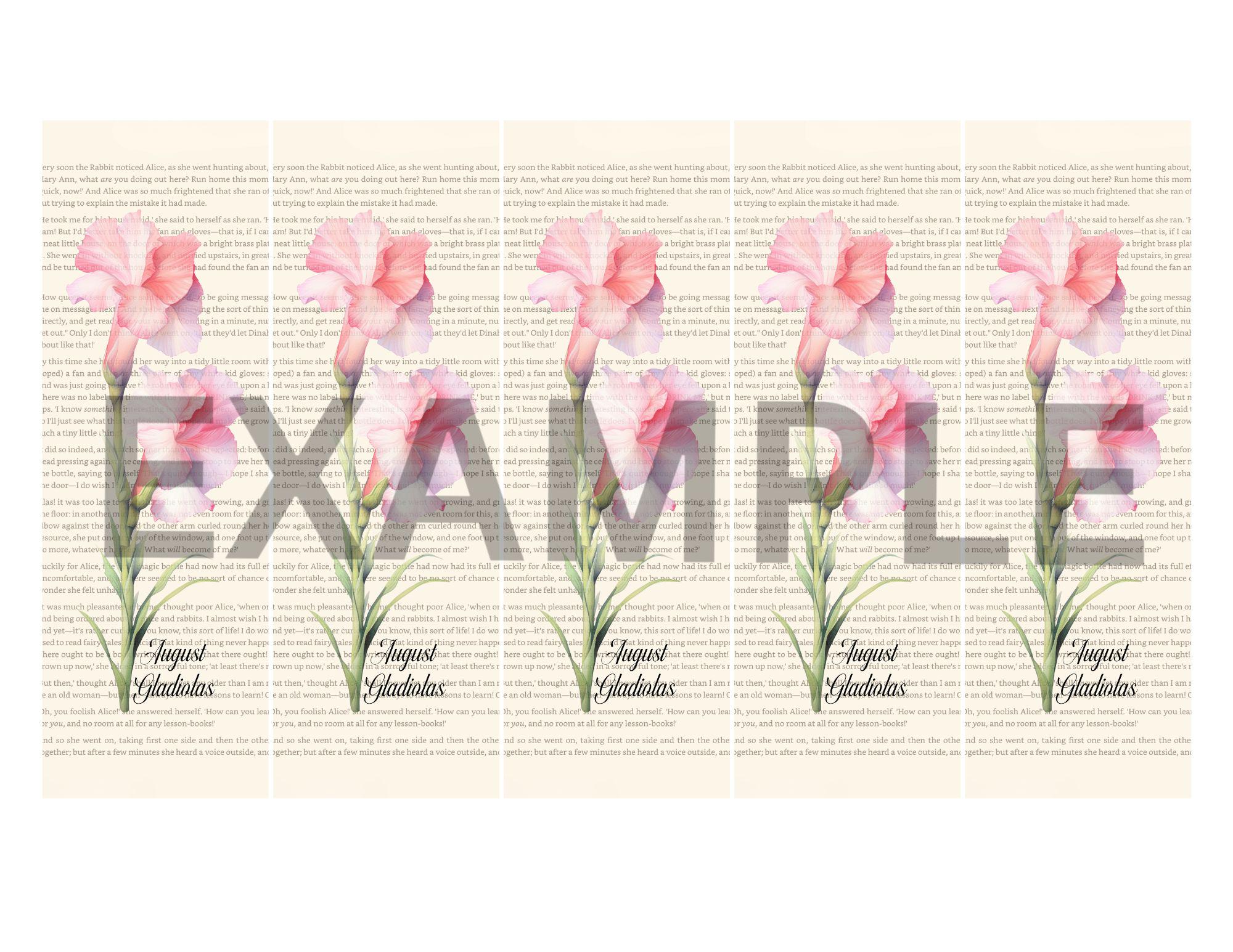 August Birth Flower Bookmarks Printable, Gladiolas Bookmark, Poppy ...