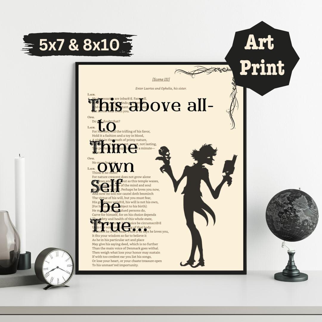 Shakespeare Art Print, Hamlet Art Print, Shakespeare Quotes, This Above ...