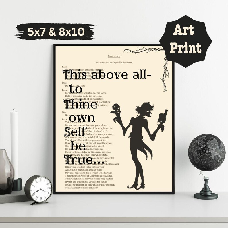 Shakespeare Art Print, Hamlet Art Print, Shakespeare Quotes, This Above ...