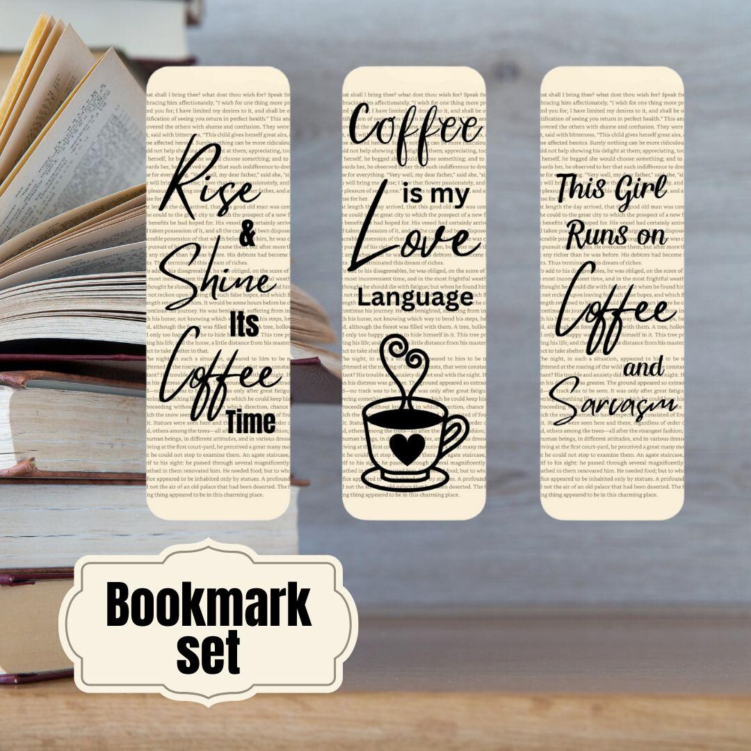 Coffee Quotes Book Page Bookmarks, Coffee Bookmarks, Girly Bookmarks ...