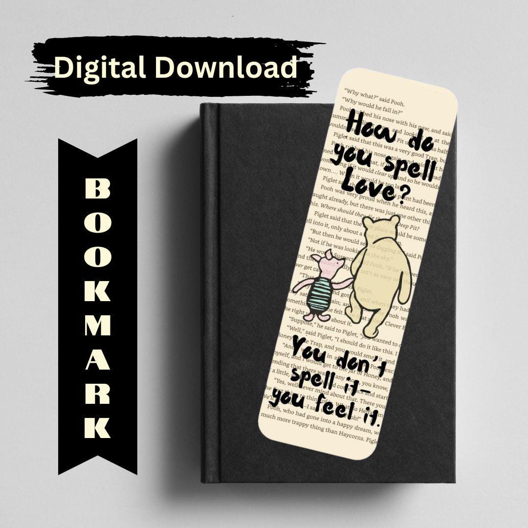 Winnie the Pooh Book Page Bookmark Printable, Downloadable Bookmarks ...
