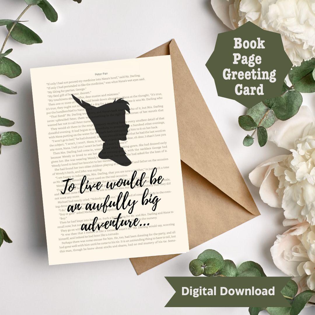 Peter Pan Greeting Card Printable, Peter Pan Gift, Bookish Greeting ...
