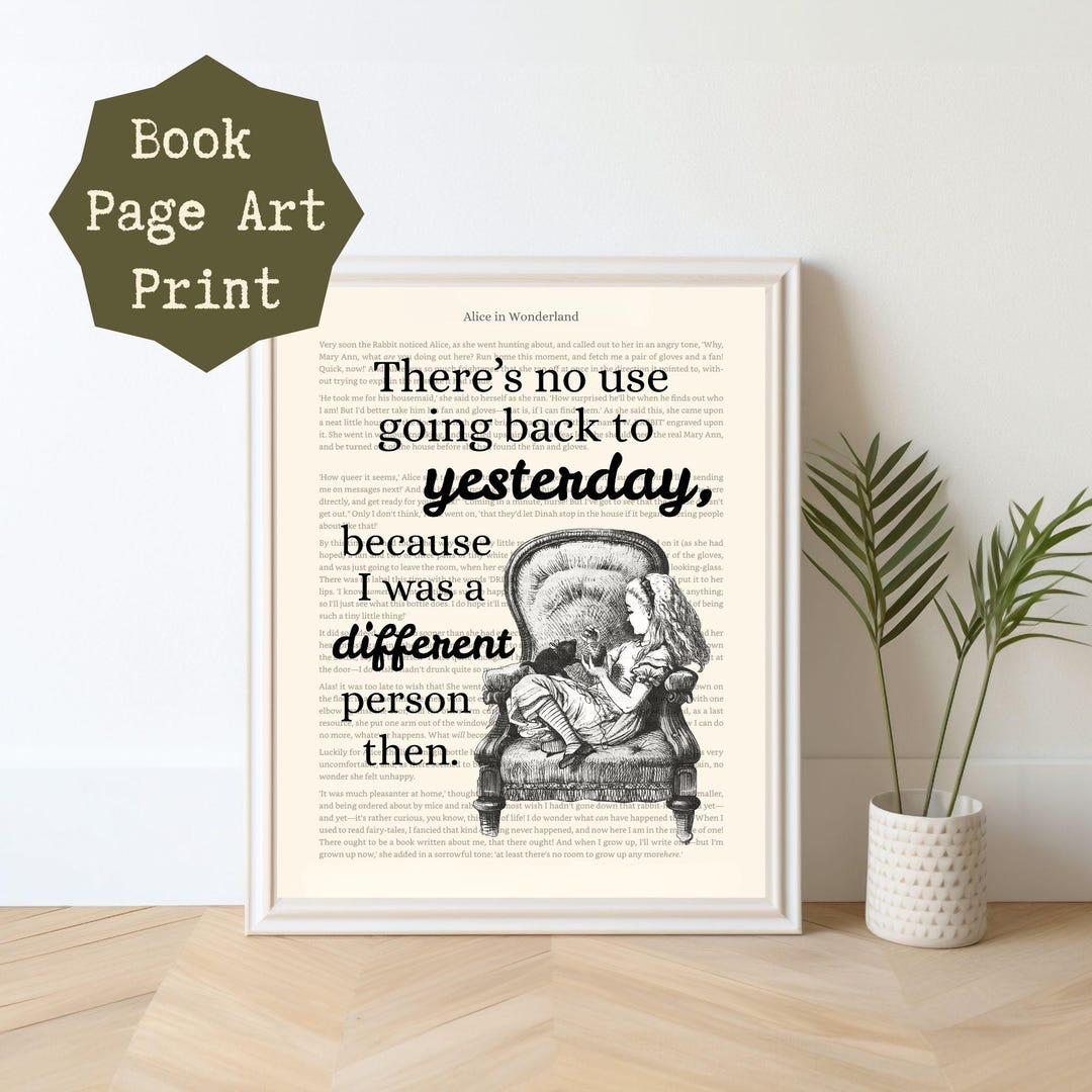 Alice in Wonderland Book Page Art Print Matte Vertical Poster, There's ...