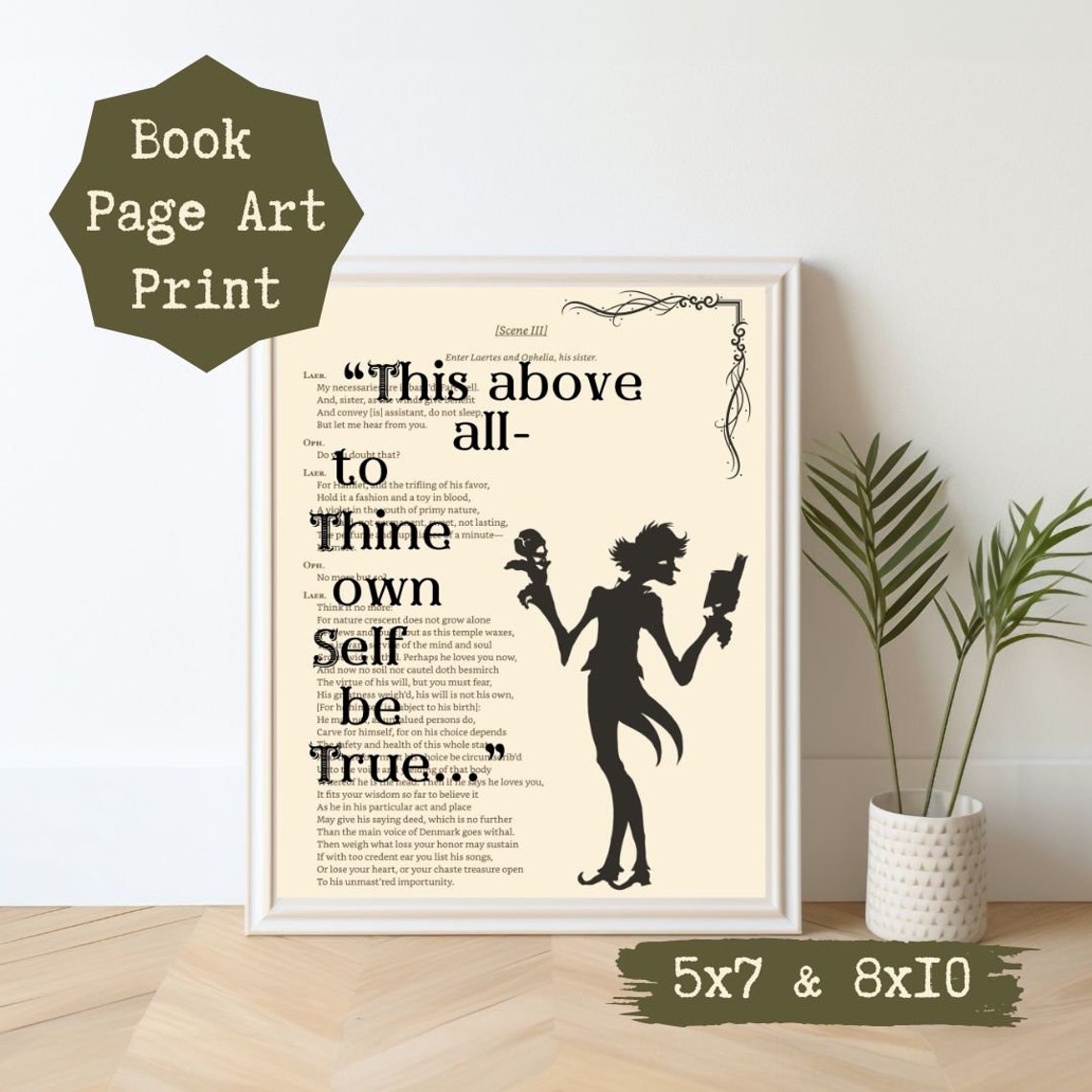 Shakespeare Art Print, Hamlet Art Print, Shakespeare Quotes, This Above ...
