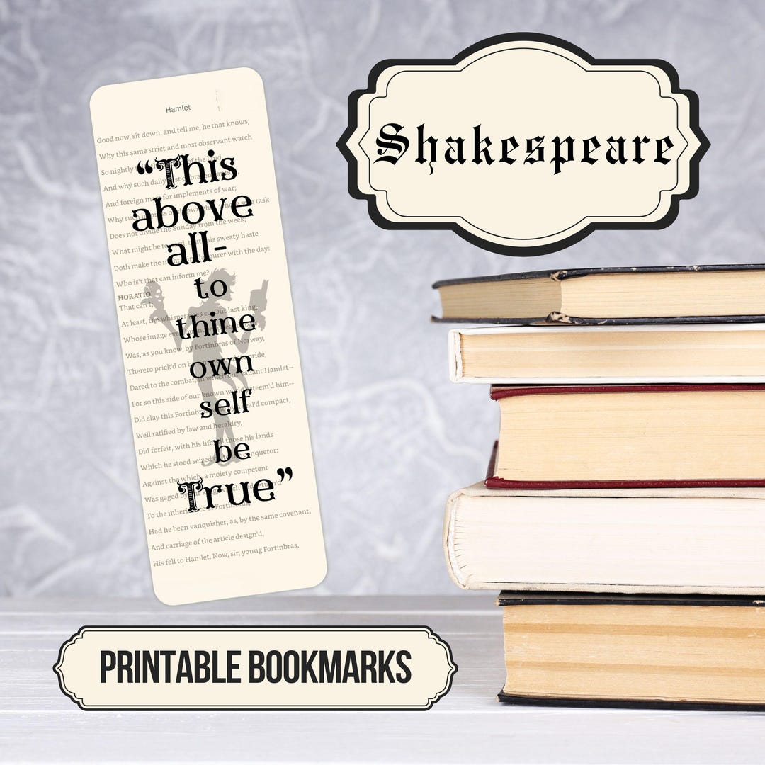 Shakespeare Book Page Bookmark Printable, Downloadable Bookmark ...