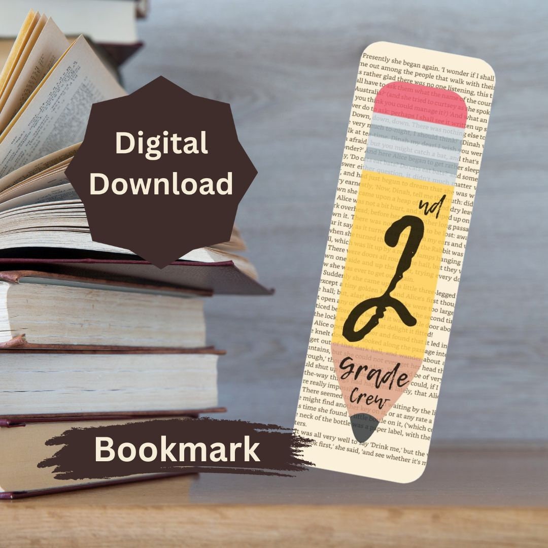 2nd Grade Bookmark, Printable Bookmark, Digital Download Bookmark ...