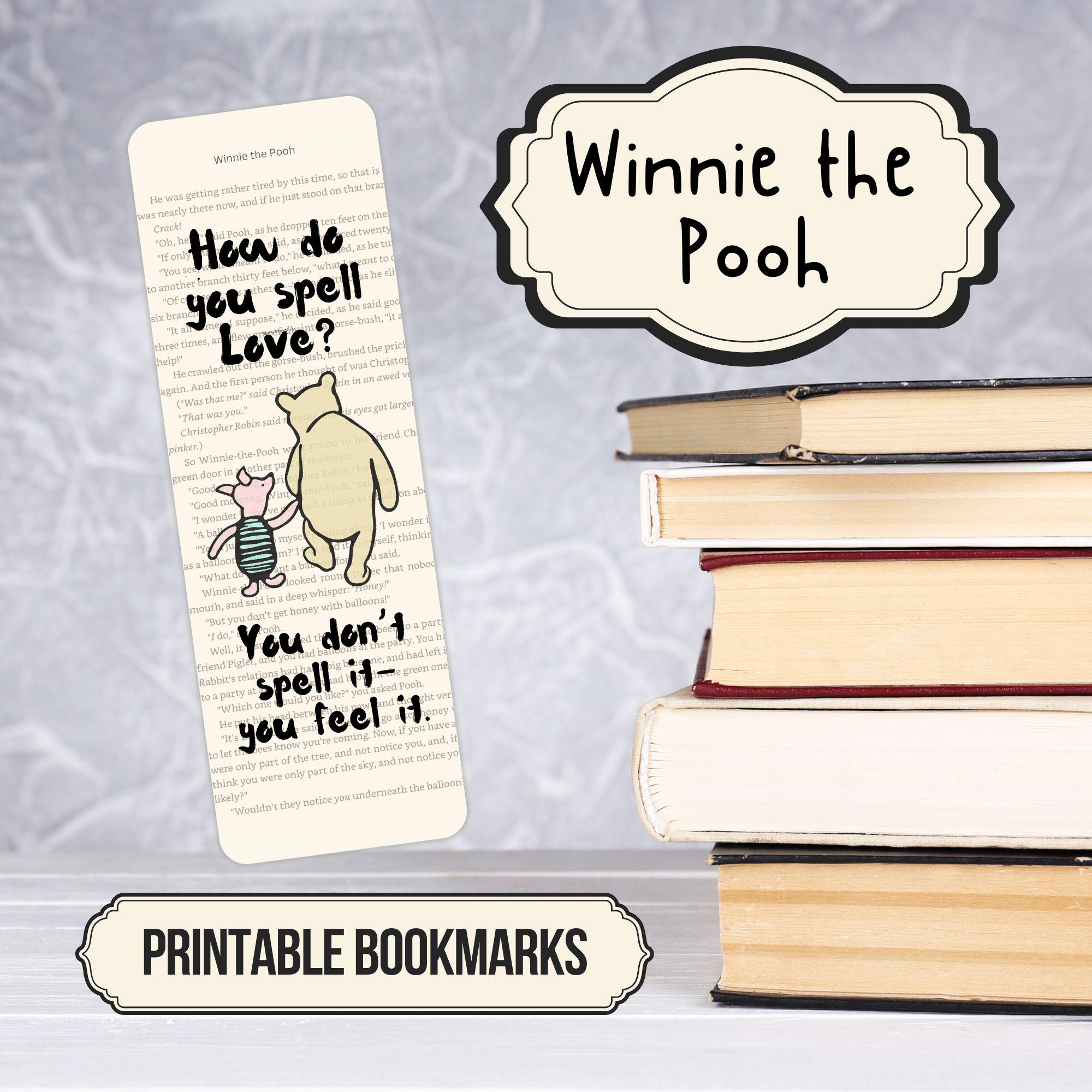 Winnie the Pooh Book Page Bookmark Set, Winnie the Pooh Bookmark, Book ...