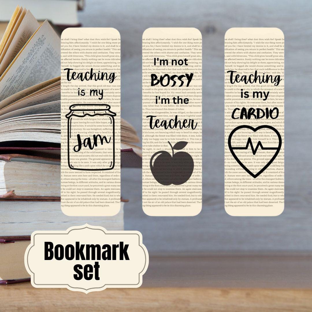 Teacher Quote Book Page Bookmark Set, Book Page Bookmarks, Bookish ...