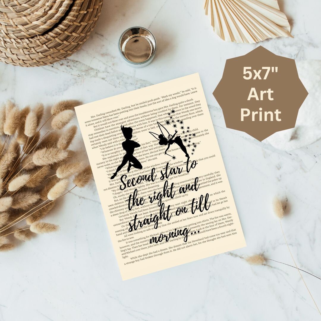 Peter Pan Art Print, Peter Pan Book Art Print, Bookish Art Prints ...