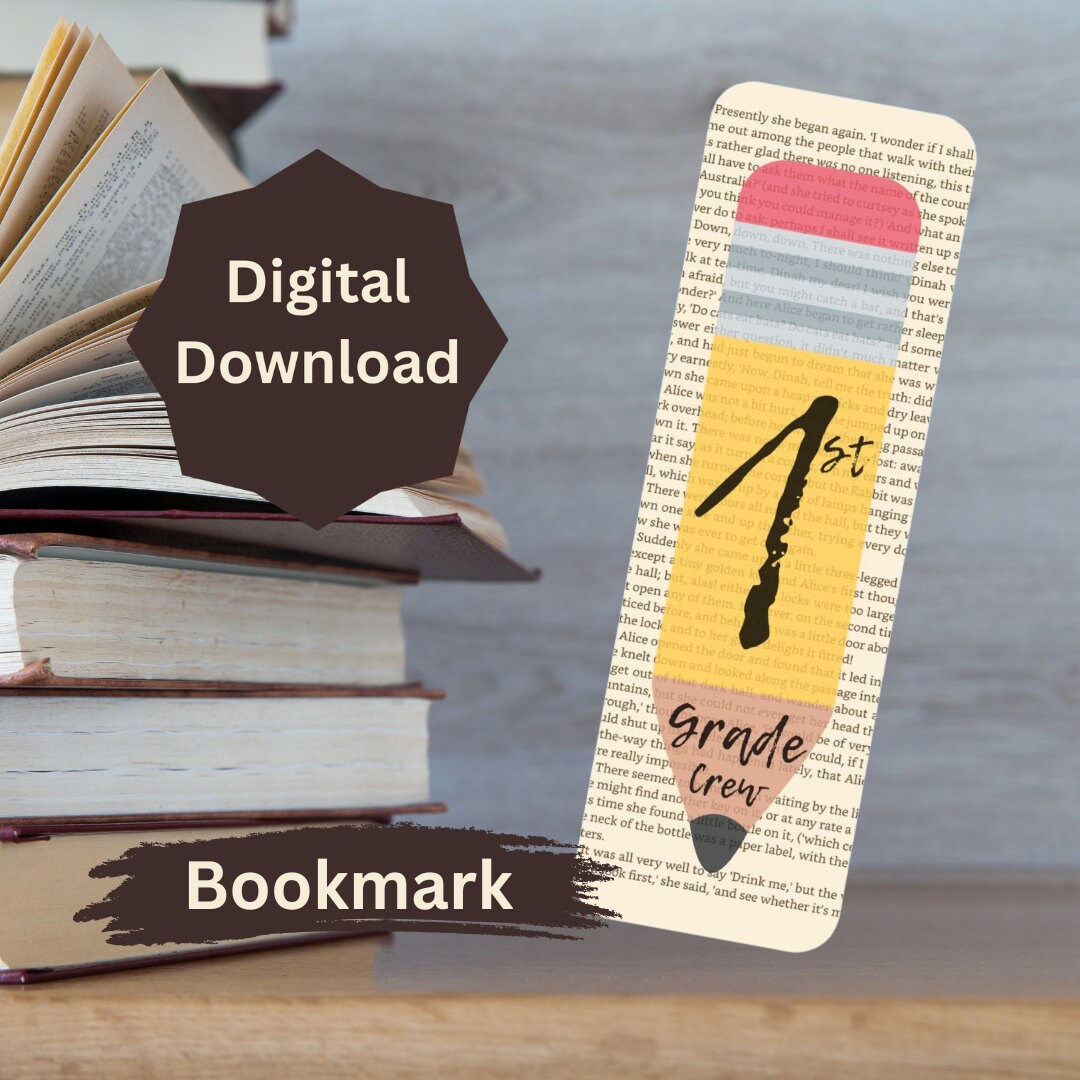 1st Grade Bookmark, Printable Bookmark, Digital Download Bookmark ...