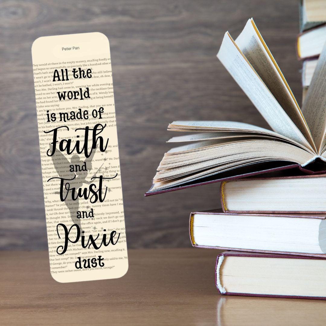 Peter Pan Book Page Bookmark Set, Peter Pan Bookmarks, Peter Pan Quotes ...