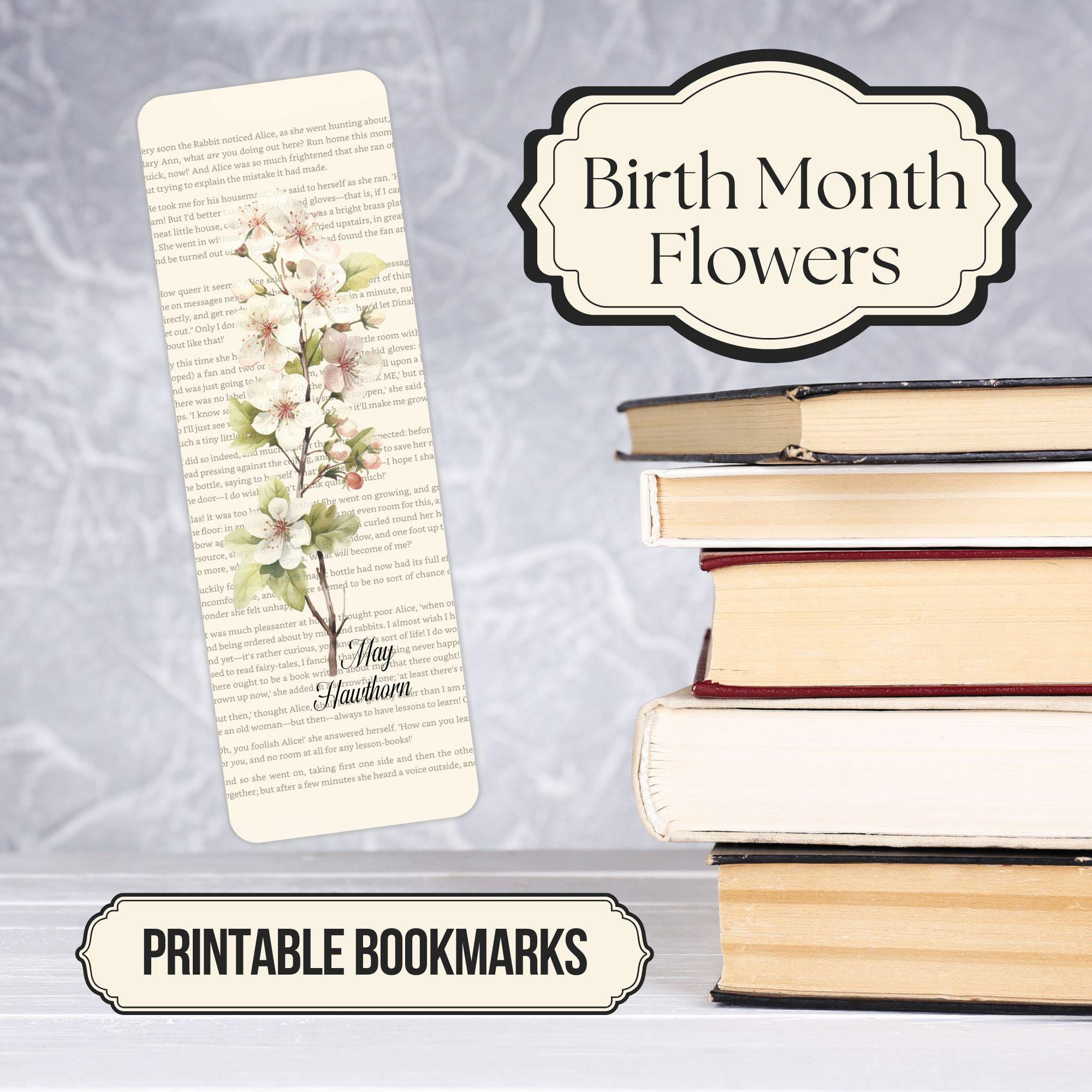 May Birth Flower Bookmarks Printable, Hawthorn Bookmark, Lily of the ...