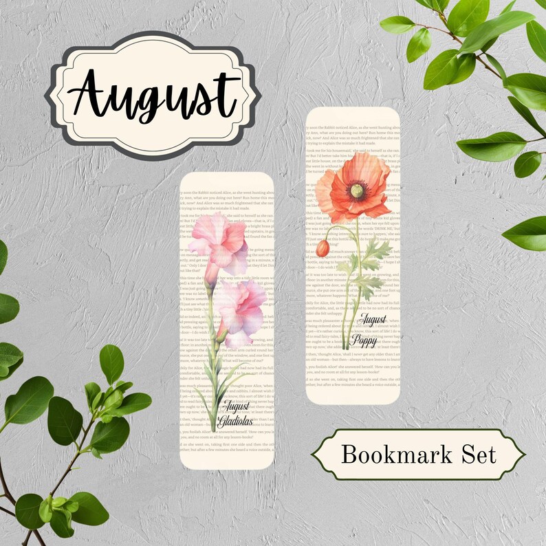August Birth Flower Bookmarks Printable, Gladiolas Bookmark, Poppy ...