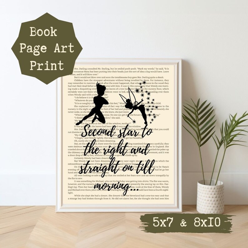 Peter Pan Book Page Art Print, Bookish Art Print, Reader Art Print ...