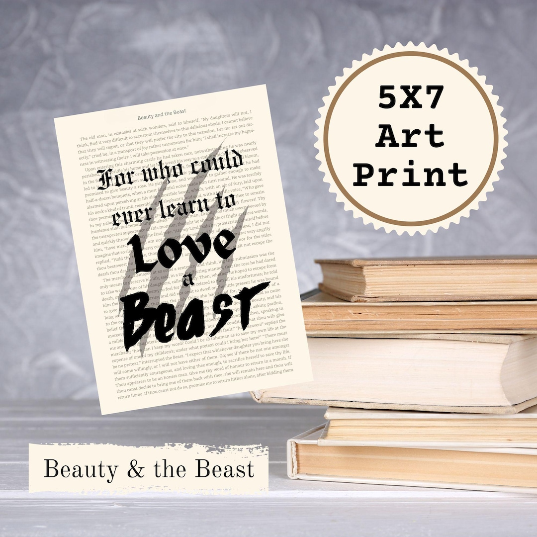 Beauty and the Beast Book Page Art Print, Beauty and the Beast Quote ...