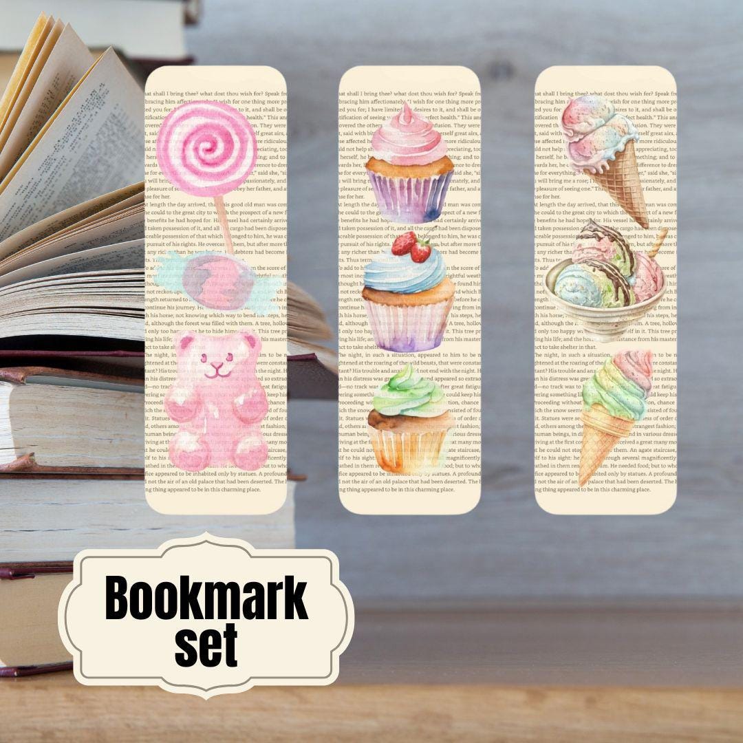 Sweets Bookmark Set, Candy Bookmark Set, Ice Cream Bookmarks, Bookish ...