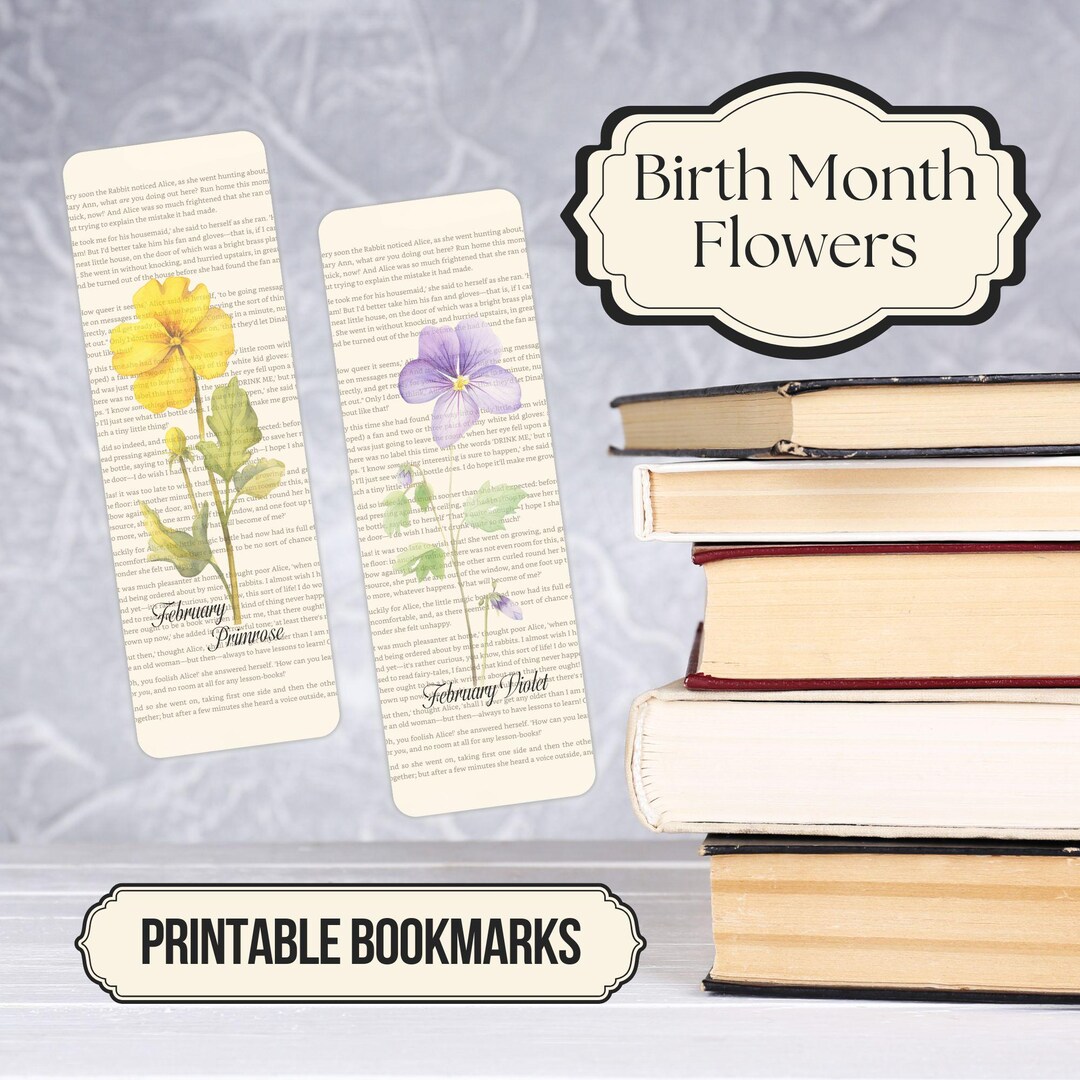 February Birth Flower Bookmarks Printable, Primrose Bookmark, Violet ...