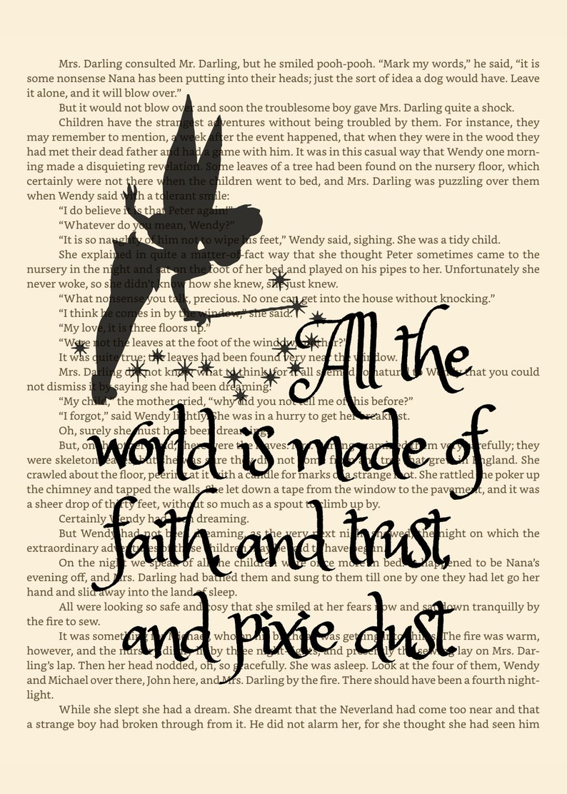 Peter Pan Art Print, Peter Pan Book Art Print, Bookish Art Prints ...