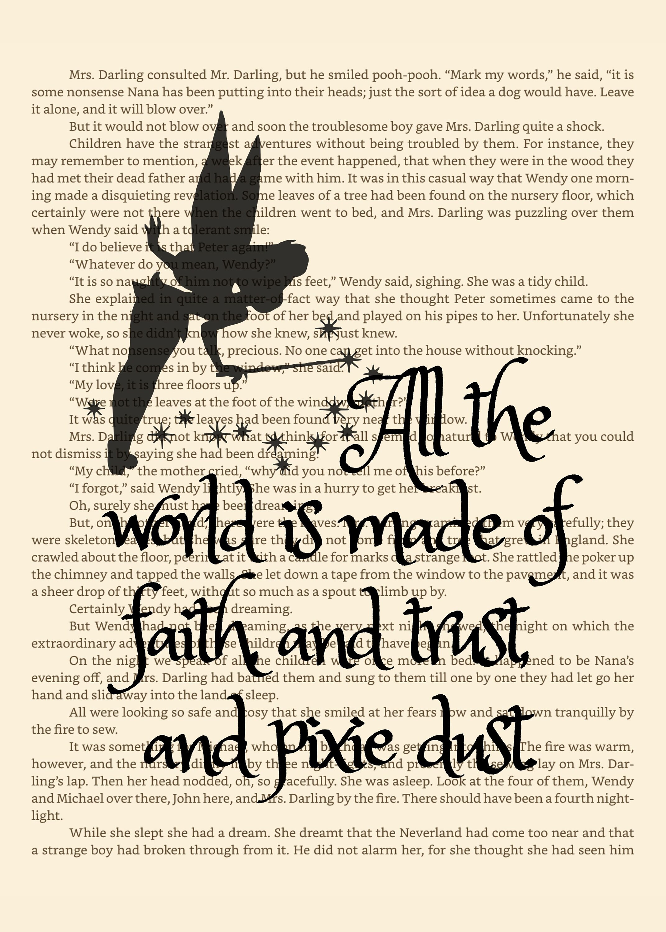 Peter Pan Art Print, Peter Pan Book Art Print, Bookish Art Prints ...