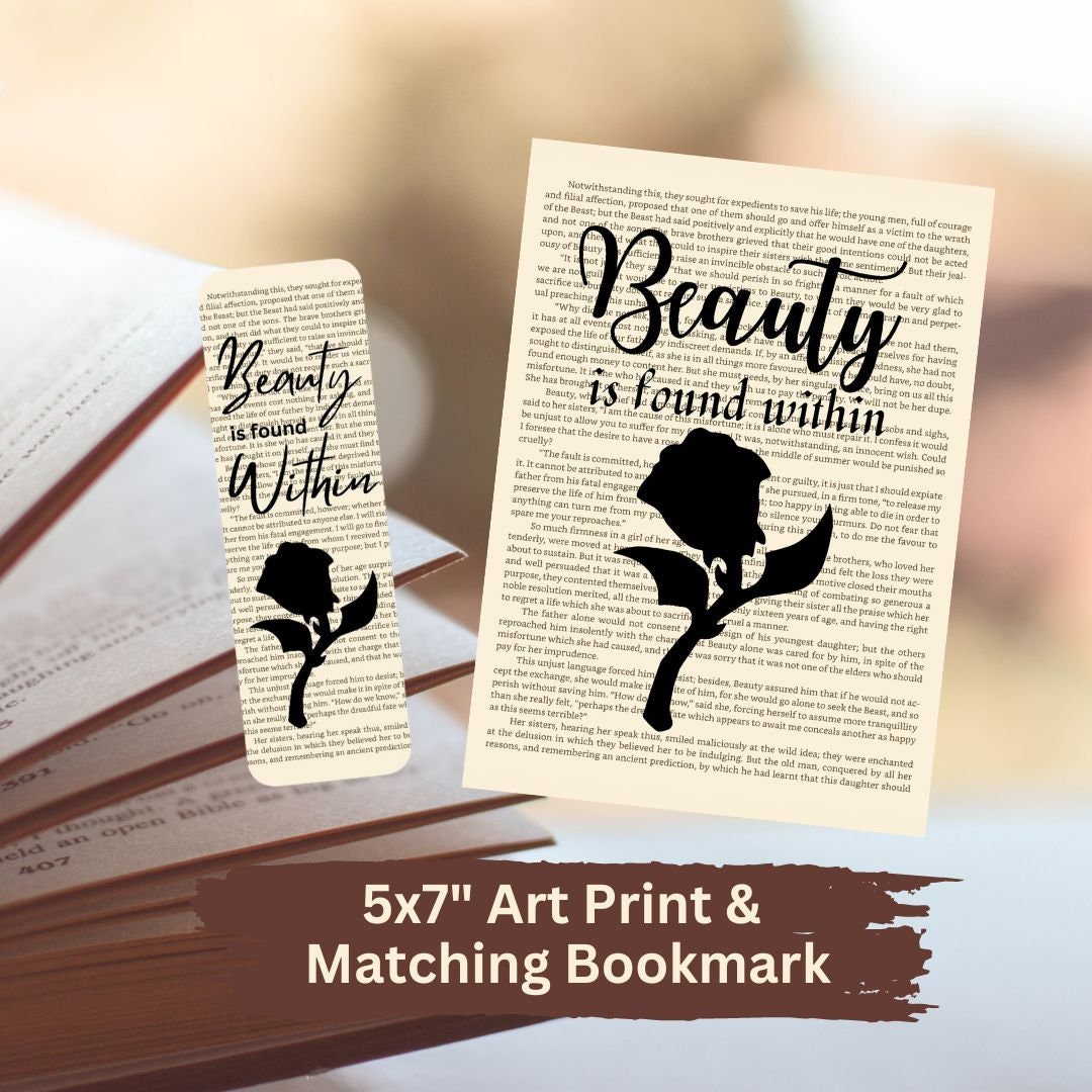 Beauty and the Beast Art Print and Bookmark Set, Beauty and the Beast ...
