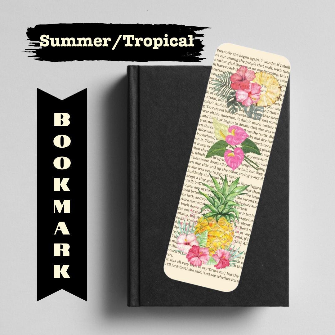 Summer Book Page Bookmark, Hawaiian Bookmark, Book Page Art, Book ...